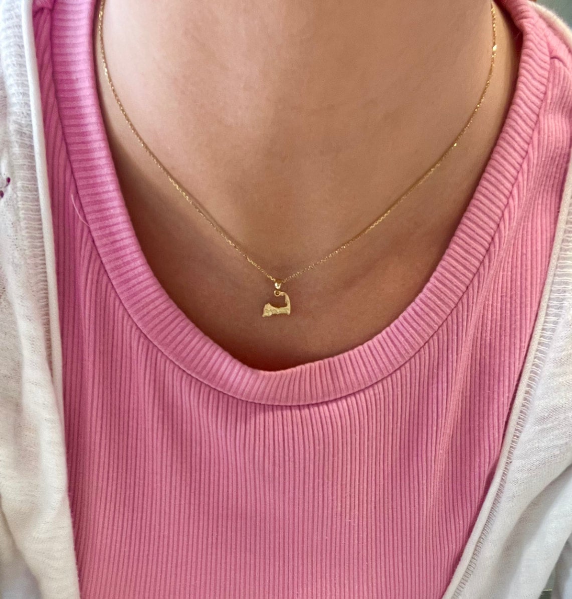 14k Yellow Gold Mini CAPE COD Map Pendant on 14k Yellow Gold Chain ...
