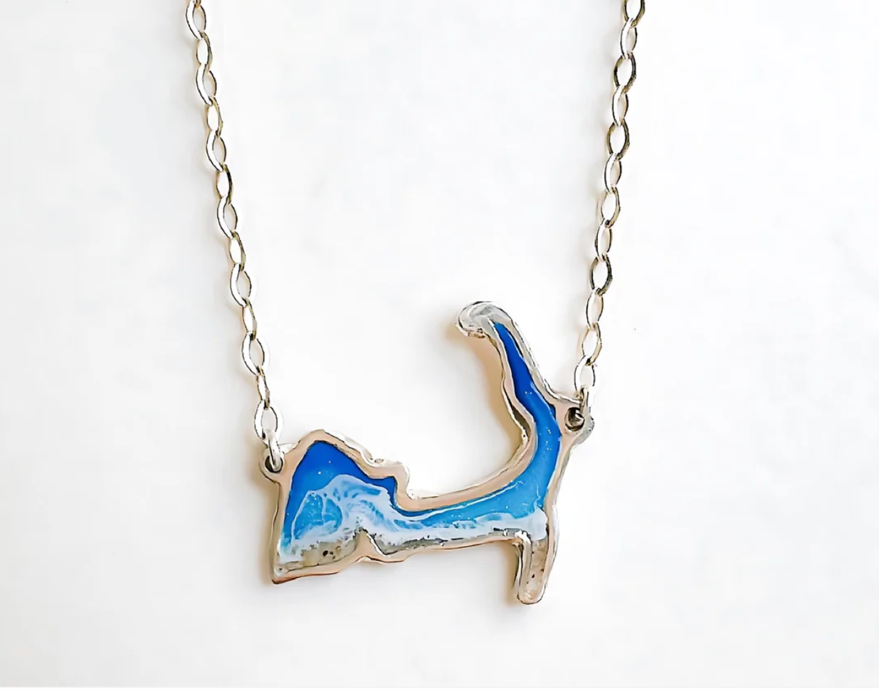 Waves of Cape Cod Sterling Silver Hand-Painted and Falmouth Beach Sand ...