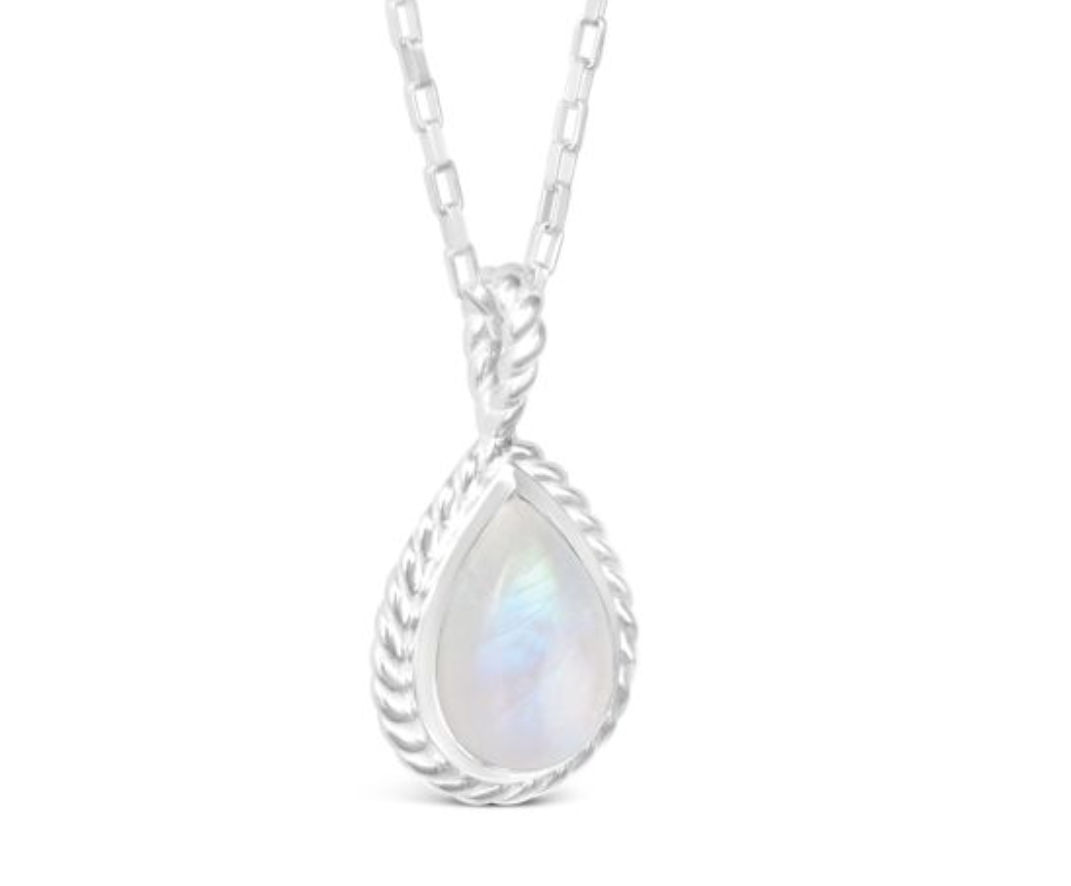 Modern Mermaid Moonstone Necklace- Sterling Silver with Genuine Pear ...