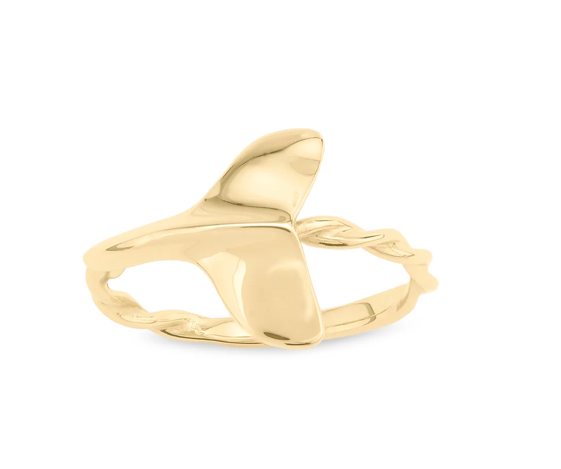 14K Yellow Gold Whale's Tail & Twisted Band Ring | The Gilded Oyster