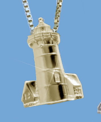 Exclusive Nobska Lighthouse 14K Solid Yellow Gold Pendant on 14k Yellow ...