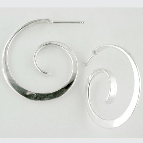 Silver spiral hoop earrings store