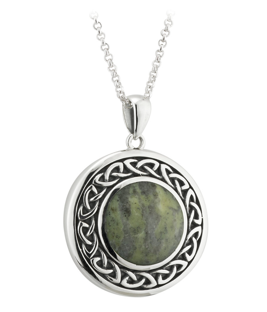 Genuine Irish Connemara Marble Round Celtic Knot Necklace | The Gilded ...