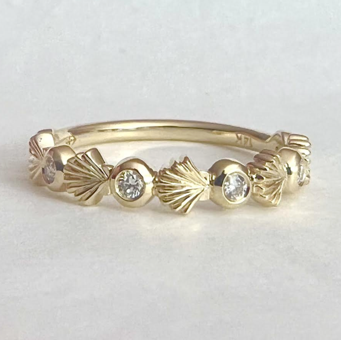 Seashell Band 14K Gold & Genuine Diamonds (0.15 Carats) - A Coast ...