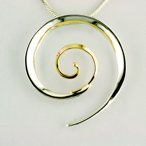 14k Yellow Gold & Sterling Silver Hand-forged Whirlpool Necklace | The ...