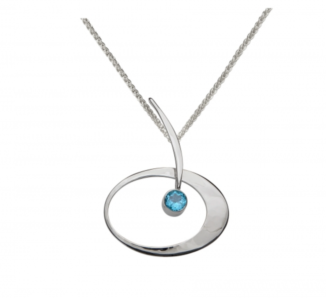 Elliptical Elegance Medium Blue Topaz Sterling Silver Necklace by EL ...
